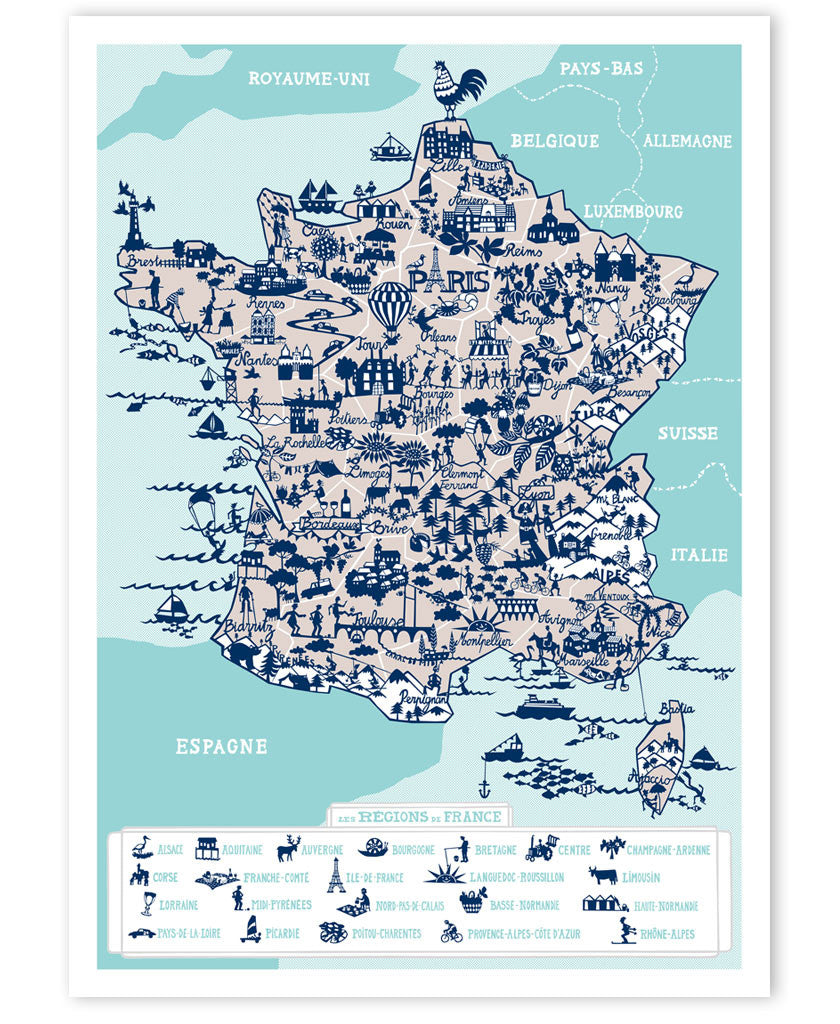 Map of France | Hand Screen Print | Famille Summerbelle