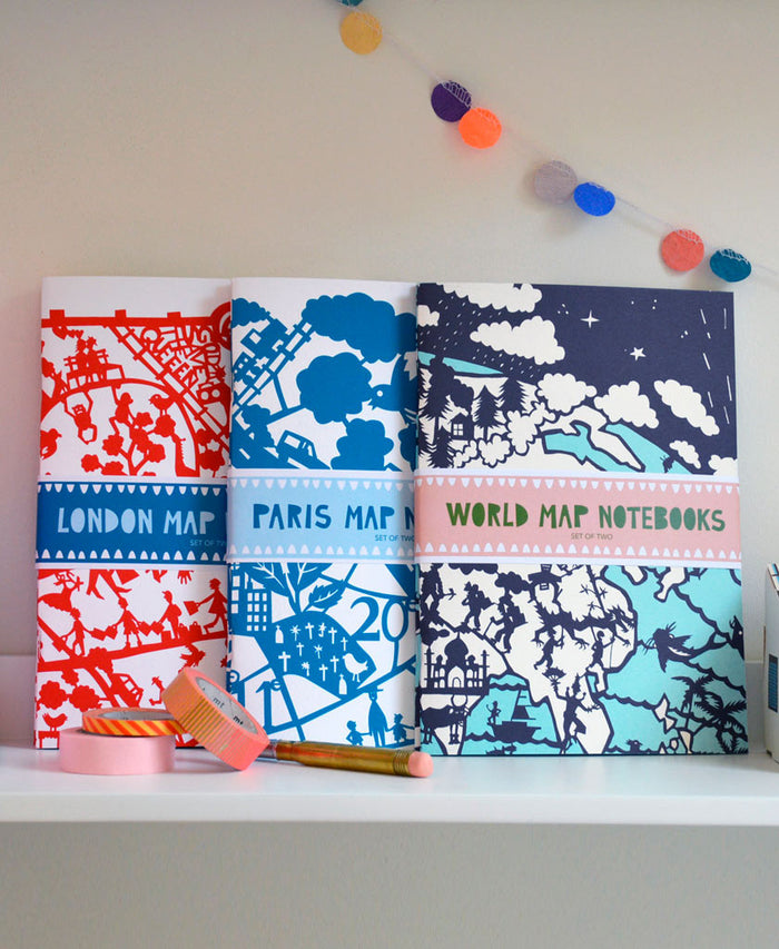 World Map Notebook Set – Famille Summerbelle (A5, Recycled Paper)