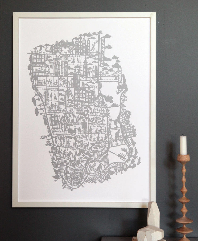 New York City hand screen printed city map | Famille Summerbelle